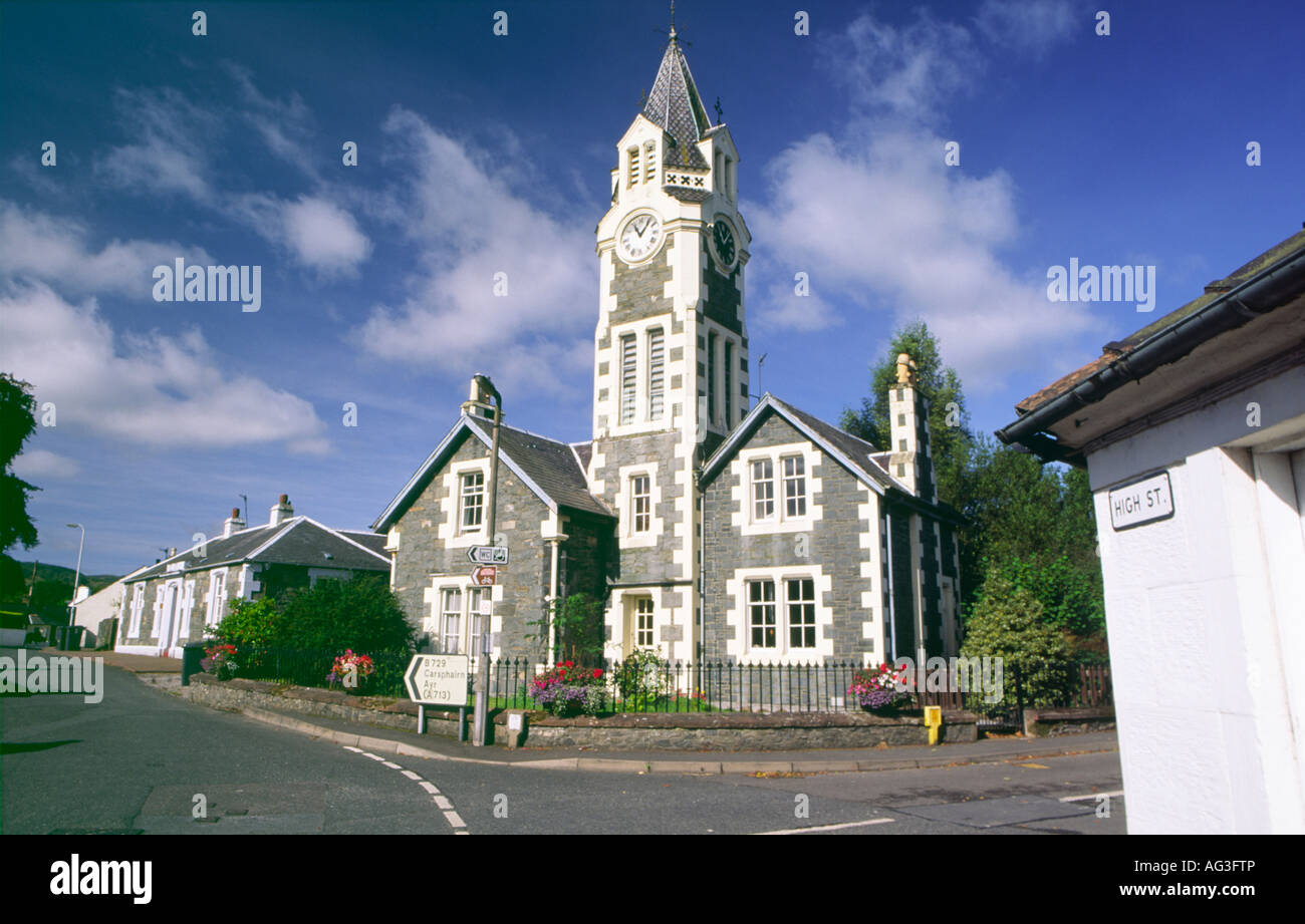 Clock tower in the centre of the sleepy village of Moniaive amoungest ...