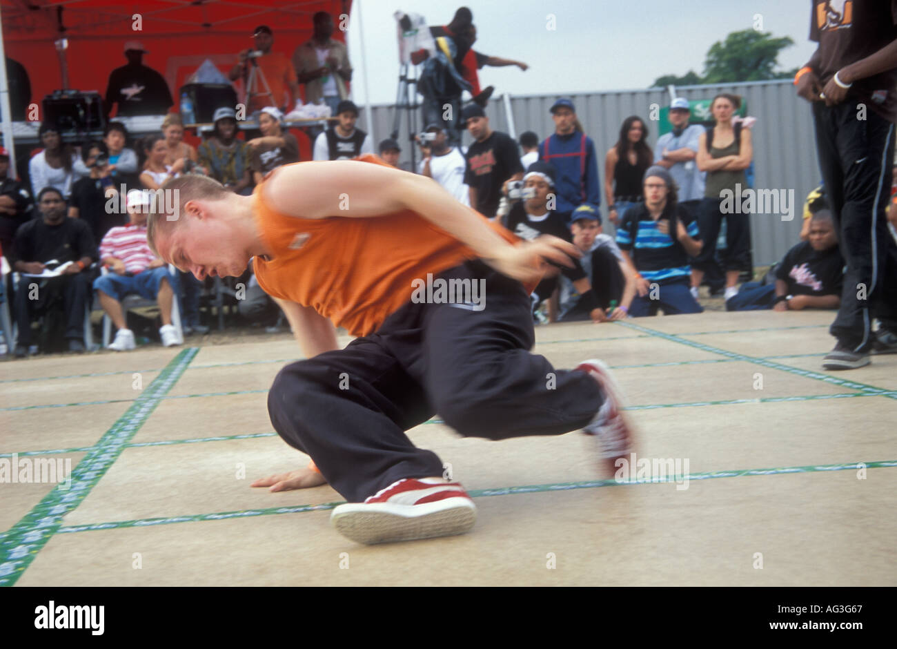 Break dancer competing in a competition Sprite Urban Games Clapham ...