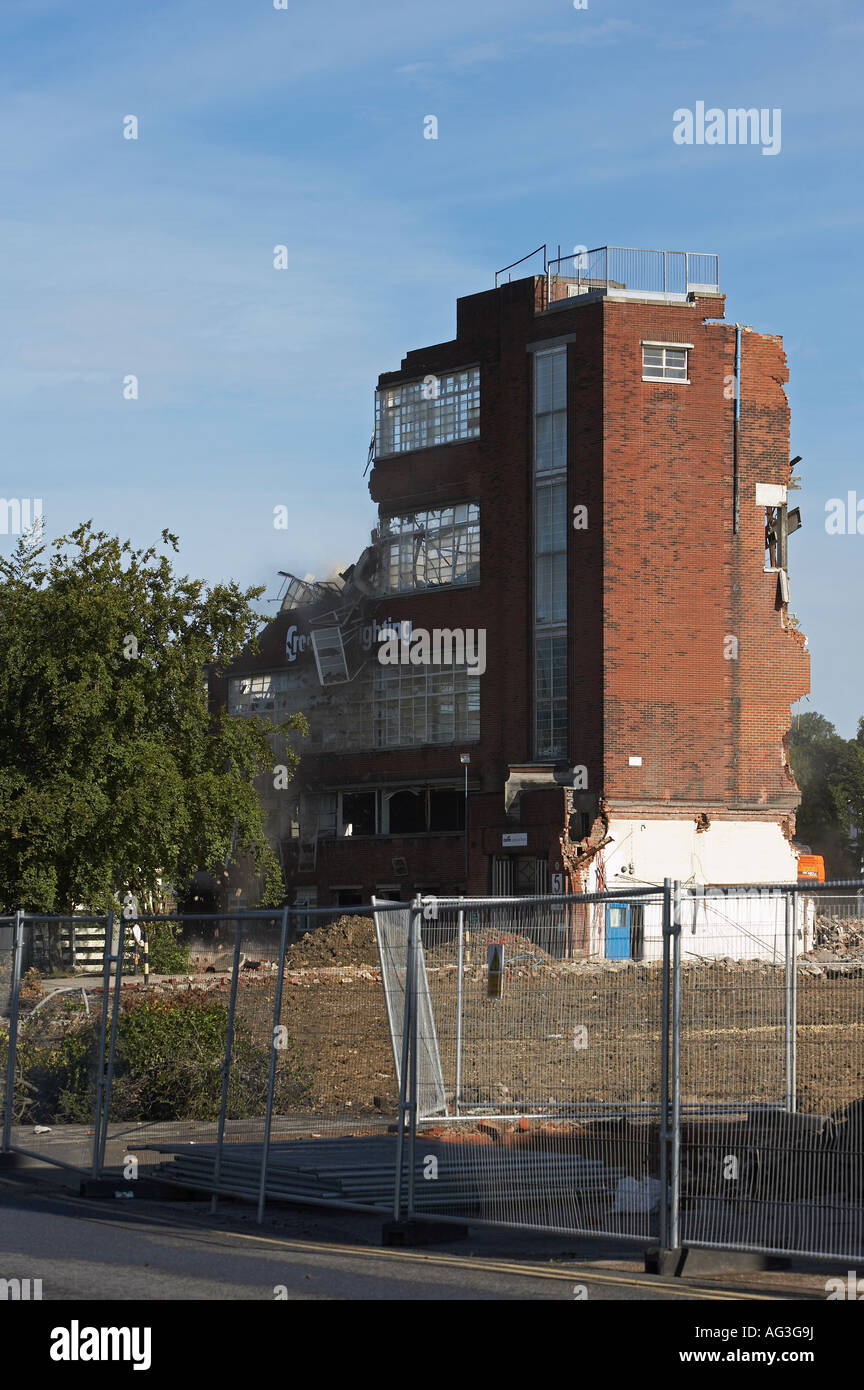 Old factory offices demolition site (partially demolished structure ...