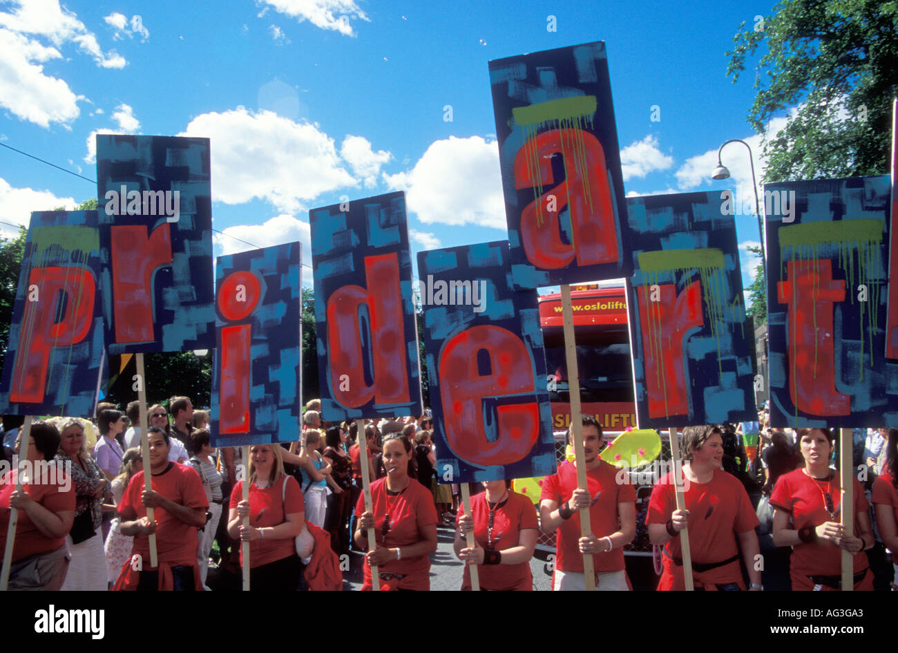 Banners at euro pride Oslo Stock Photo - Alamy