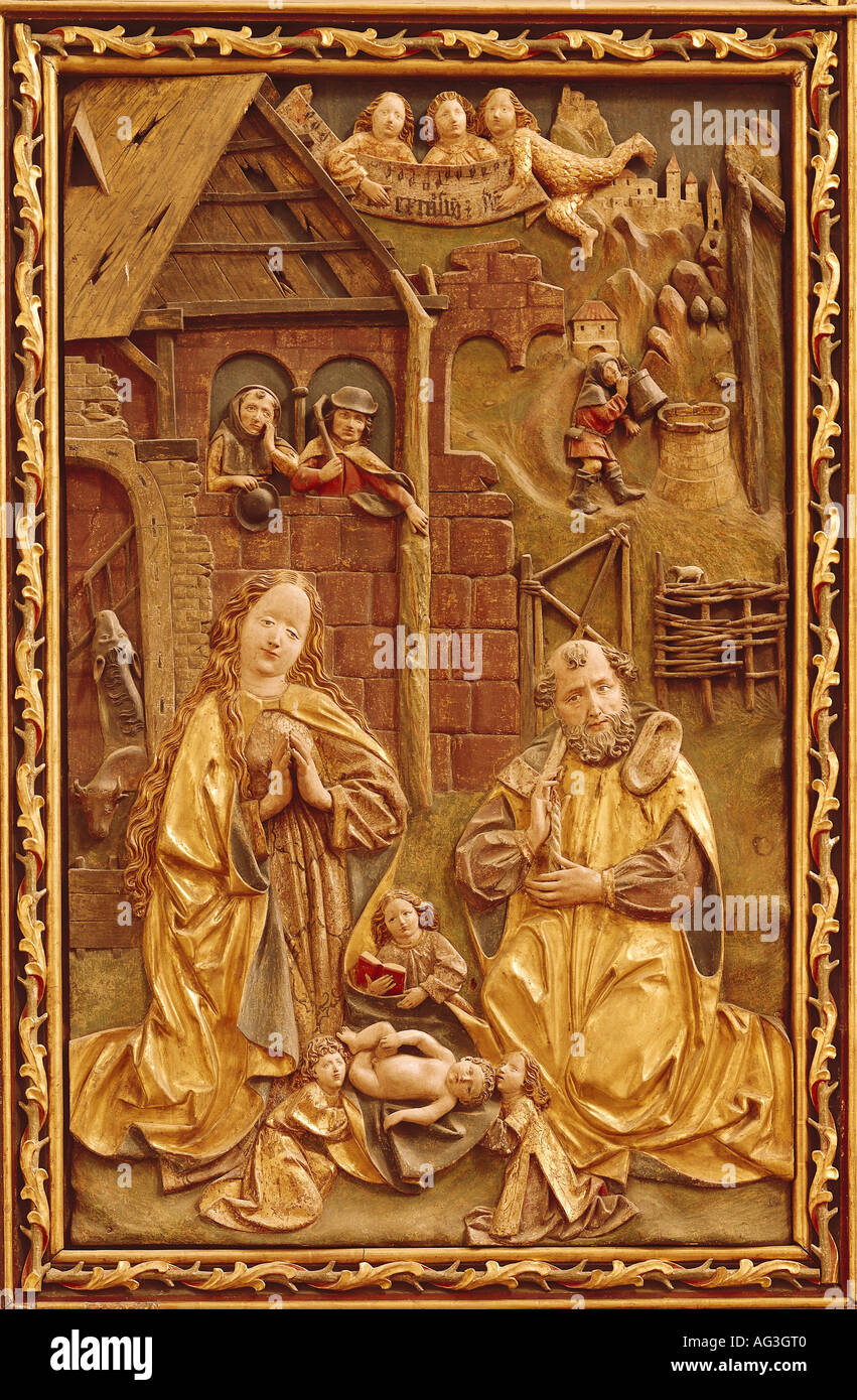 fine arts, Jesus Christ, birth, altar of Saint Mary, left wing with ...