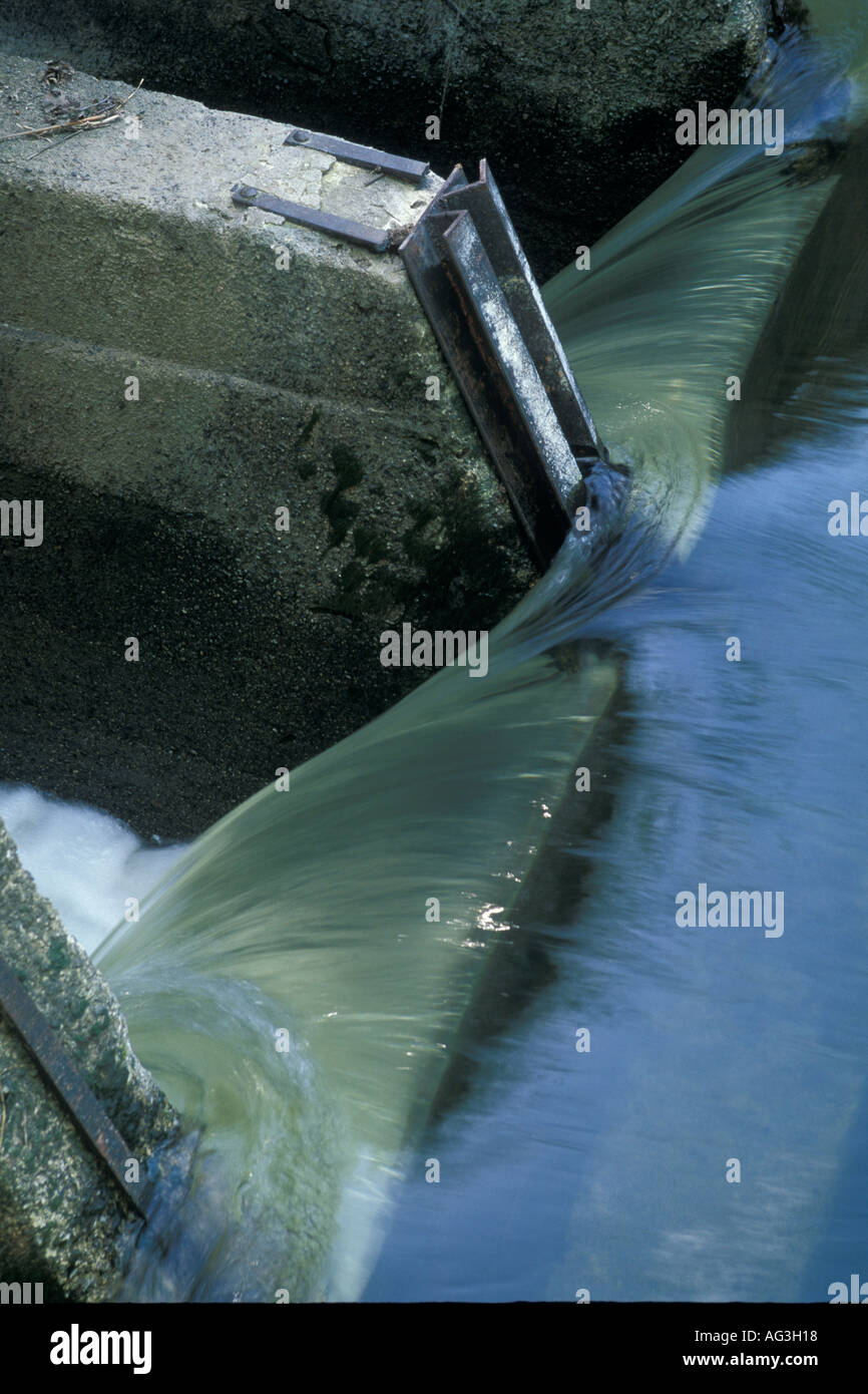 Aqueduct diversion dam transports water for ranch ad farms in the San ...