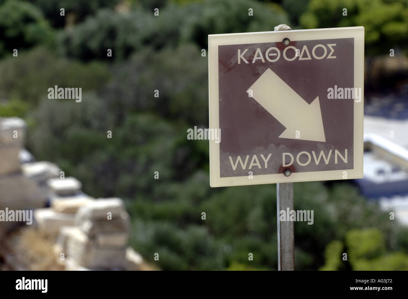 way down sign Stock Photo - Alamy