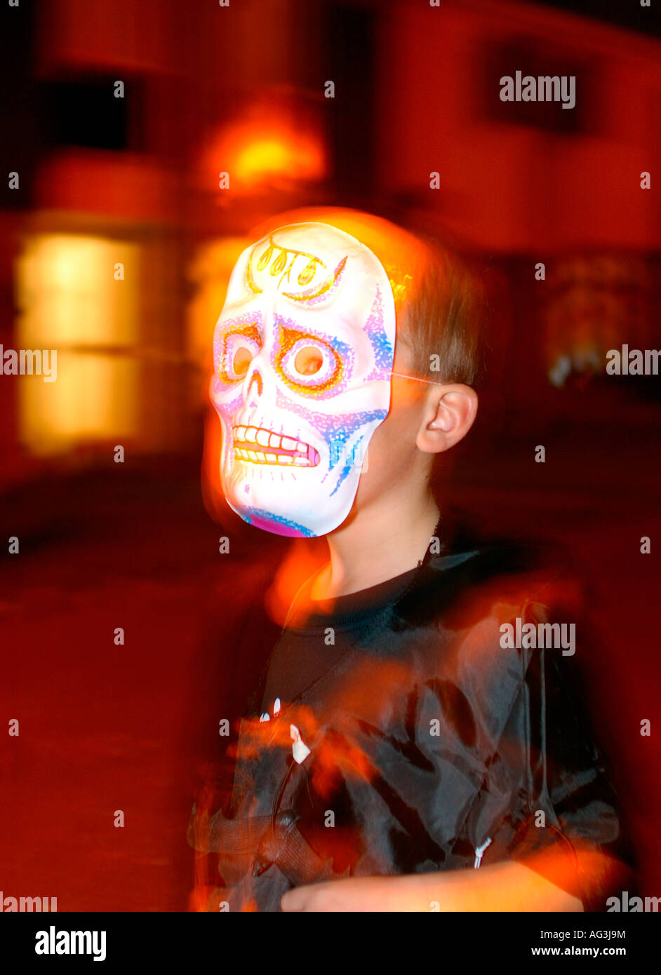 Boy Dressed in a Halloween Mask Stock Photo - Alamy