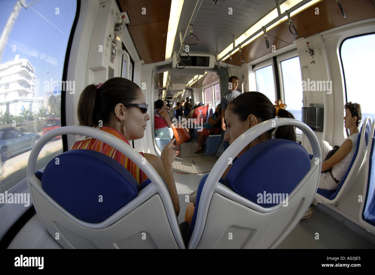 interior carriage tram train metrolink athens greece greek Stock Photo ...