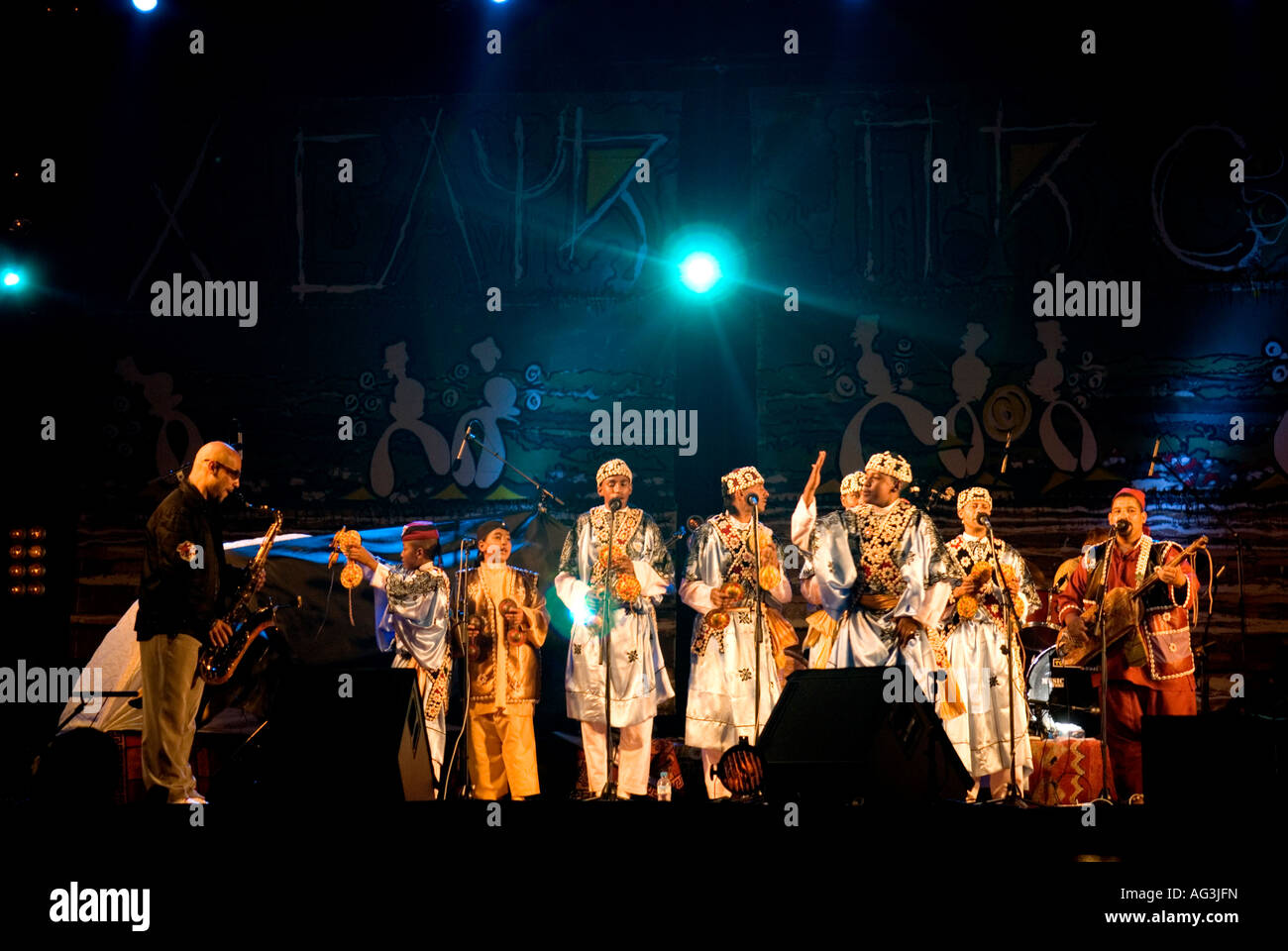 Gnawa performance in Essaouira at the gnawa festival Stock Photo - Alamy