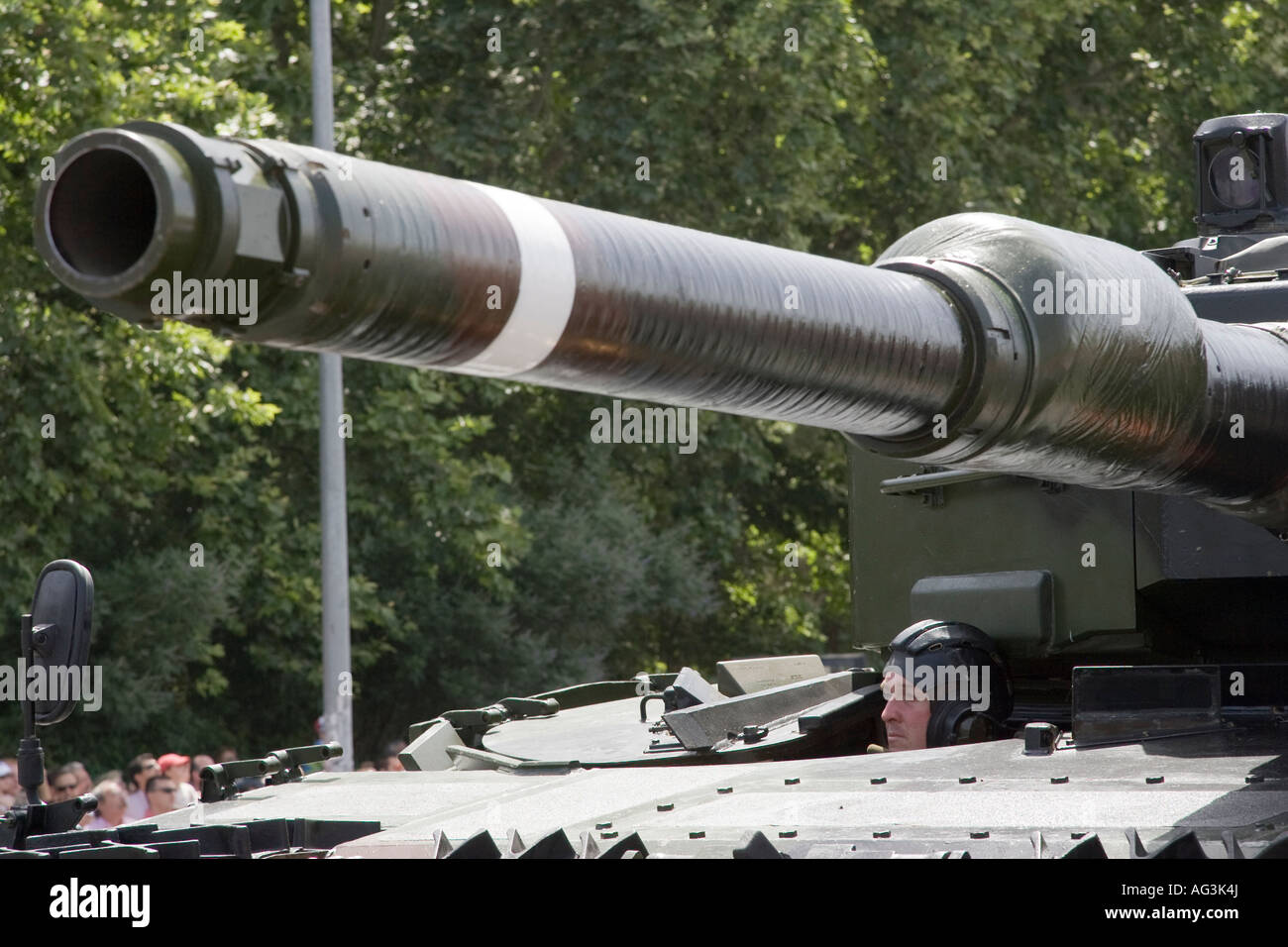 Detail of the gun of a Leopard tank, Spain Stock Photo - Alamy