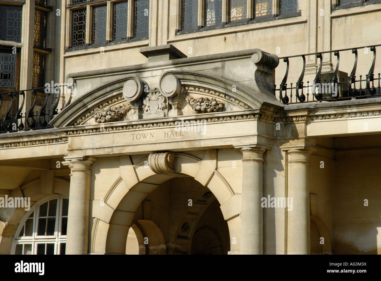 Close up of stonework on exterior of Hendon Town Hall in The Burroughs ...