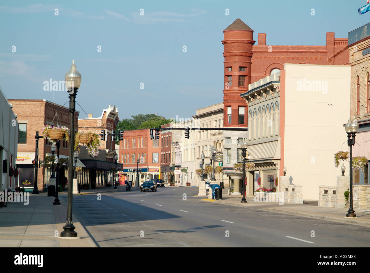 Downtown city image of Manistee Michigan Stock Photo - Alamy