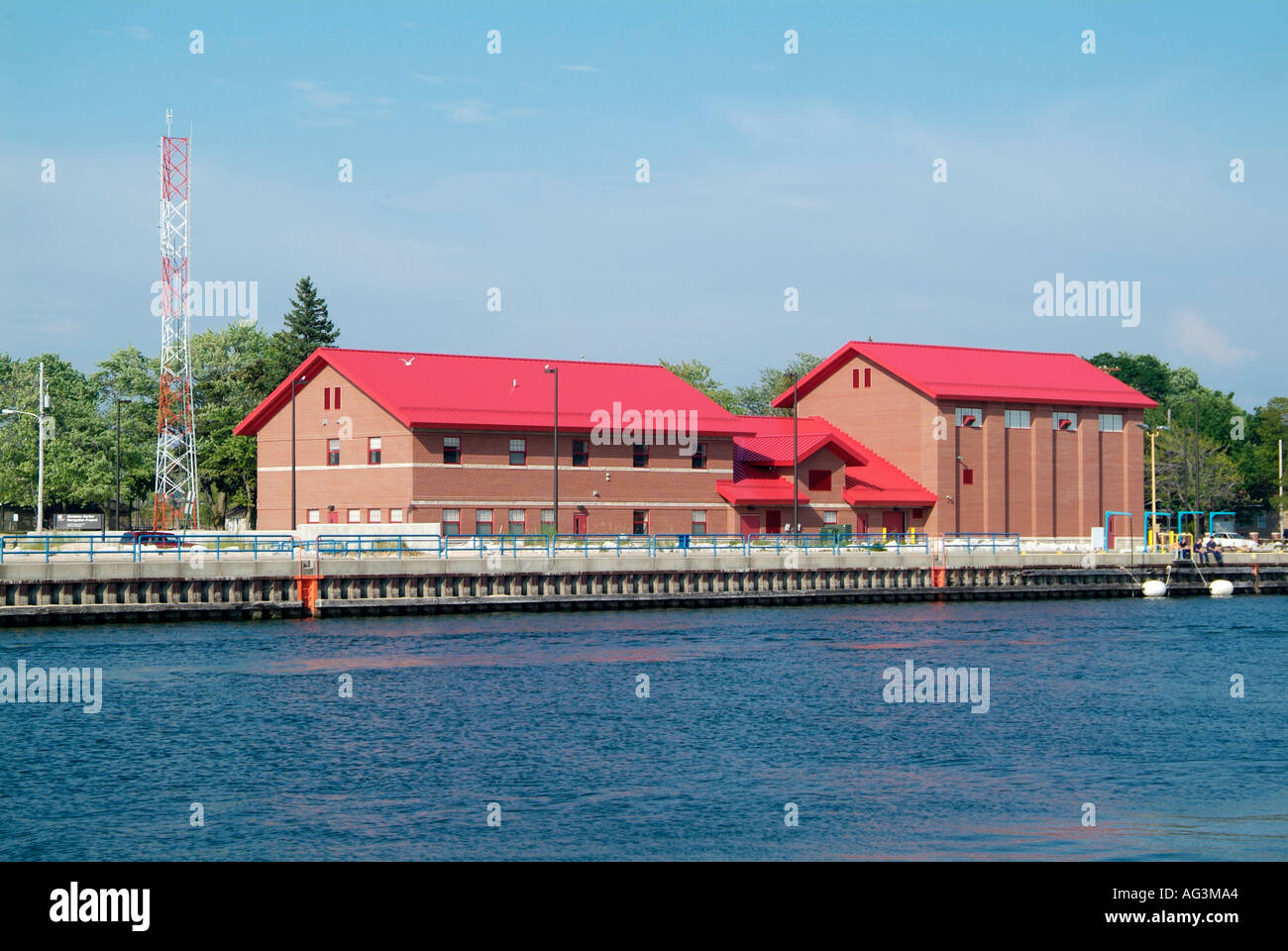 Coast Guard station on the shore of Lake Michigan at Manistee Michigan ...