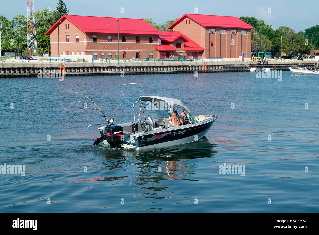 Recreational boating on Lake Michigan at Manistee Michigan Stock Photo ...
