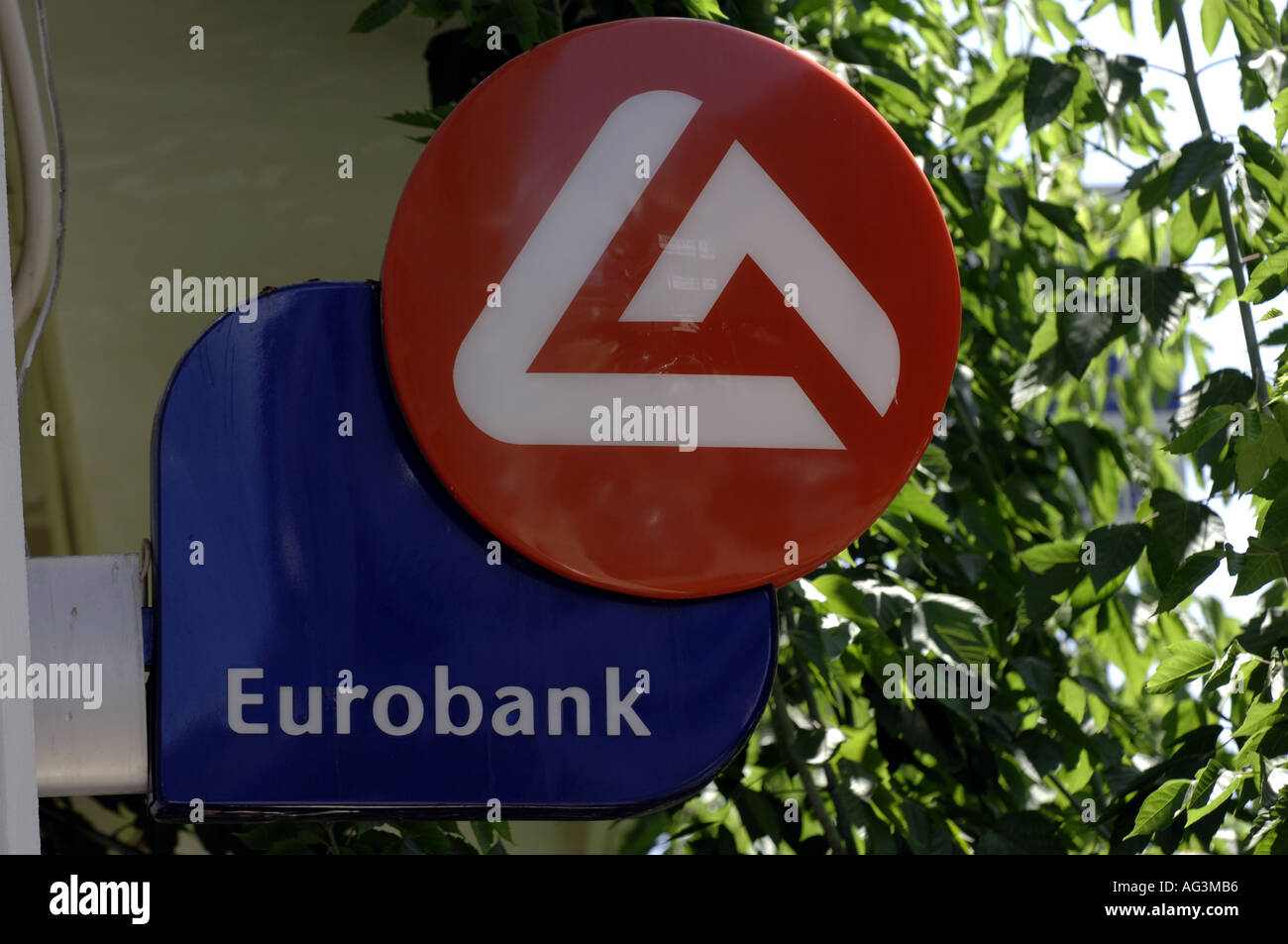 Red blue eurobank logo Agrinon Greece greek europe european eec eu day ...