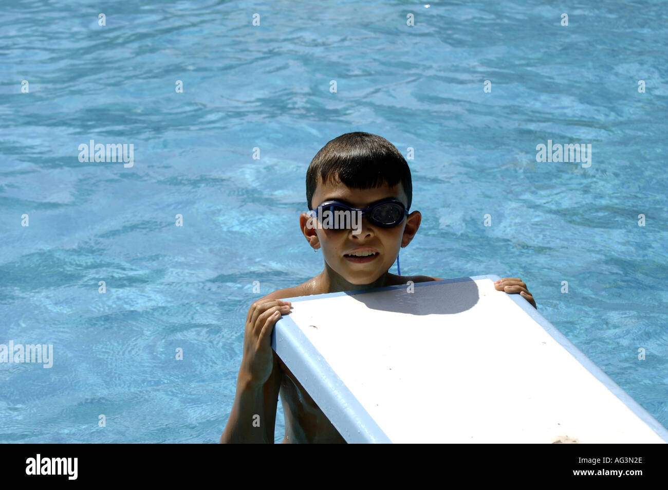 swimming pool boy with goggles fun summer sunny pool colour color ...