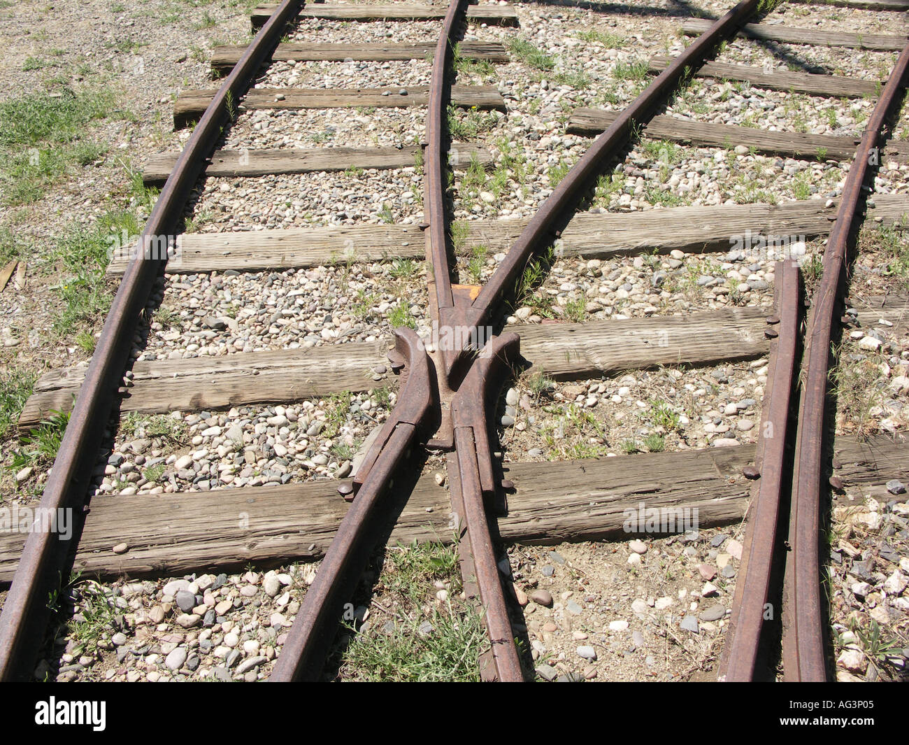 Railroad Tracks Joining Stock Photo - Alamy