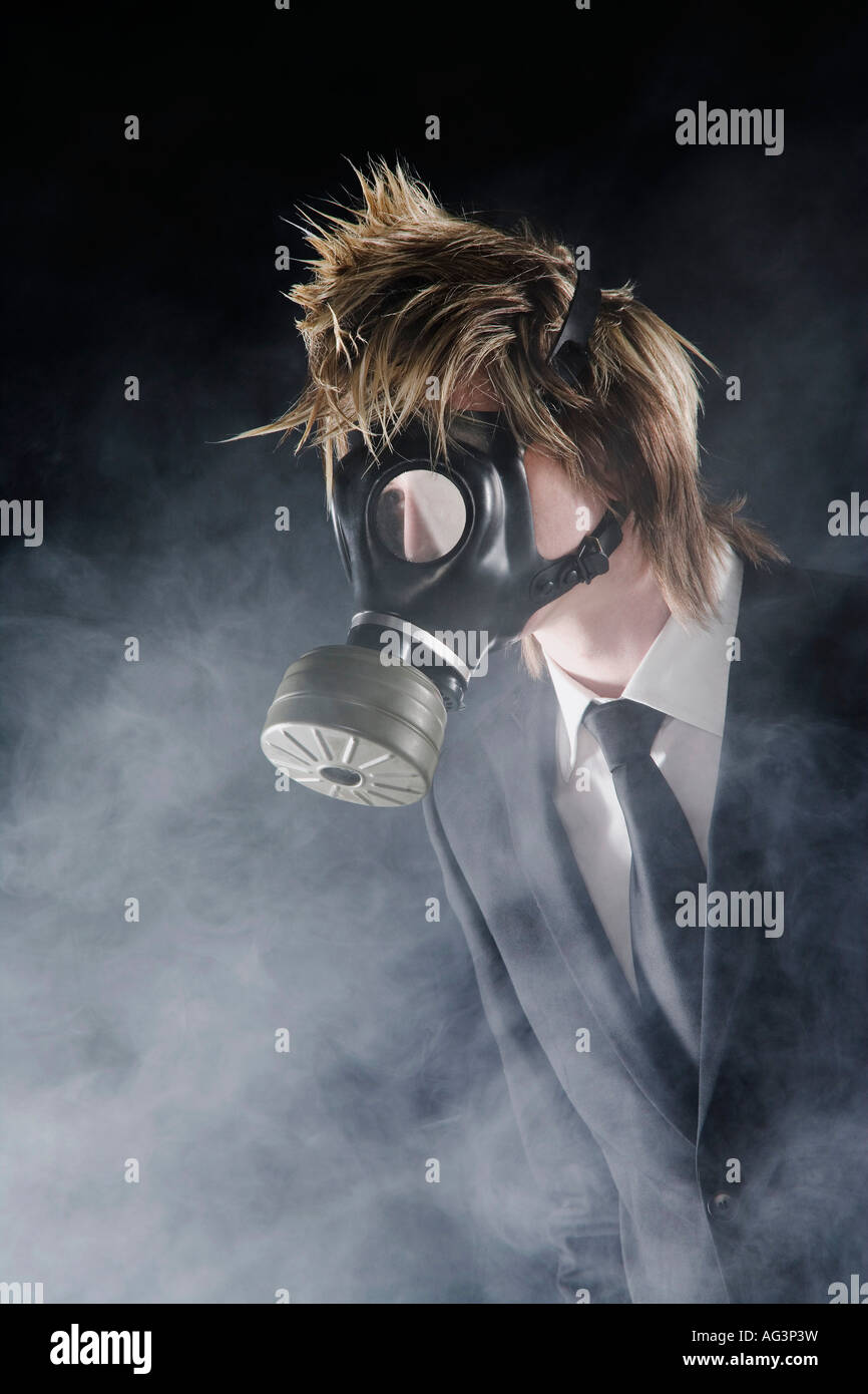 Man wearing a gas mask Stock Photo - Alamy