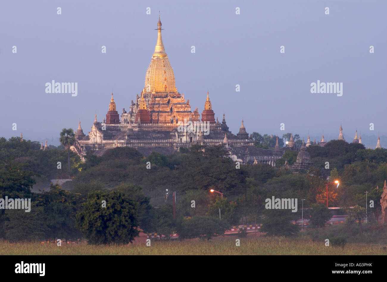 The temples of Bagan at night in Myanmar formerly Burma Stock Photo - Alamy