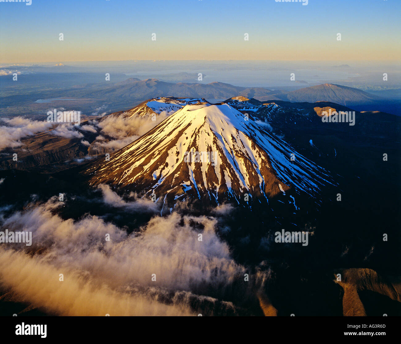 Aerial view of Mount Ngauruhoe Tongariro National Park New Zealand ...