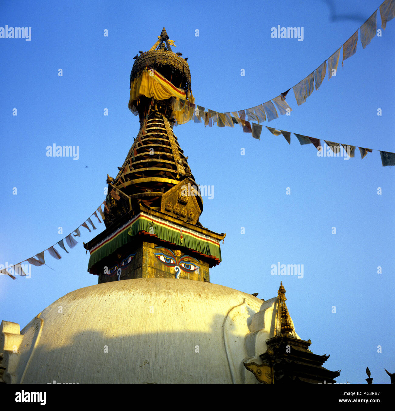 Buddhist Stupa with Buddha`s eyes at stupa top Kathmandu Nepal Asia ...
