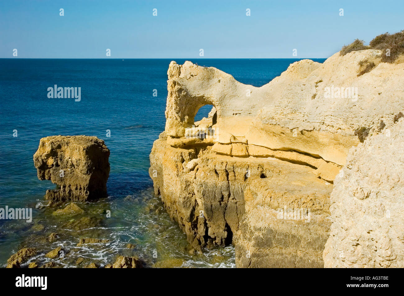 Eroded rocks on Gale beach near Albufeira Algarve Portugal Stock Photo ...
