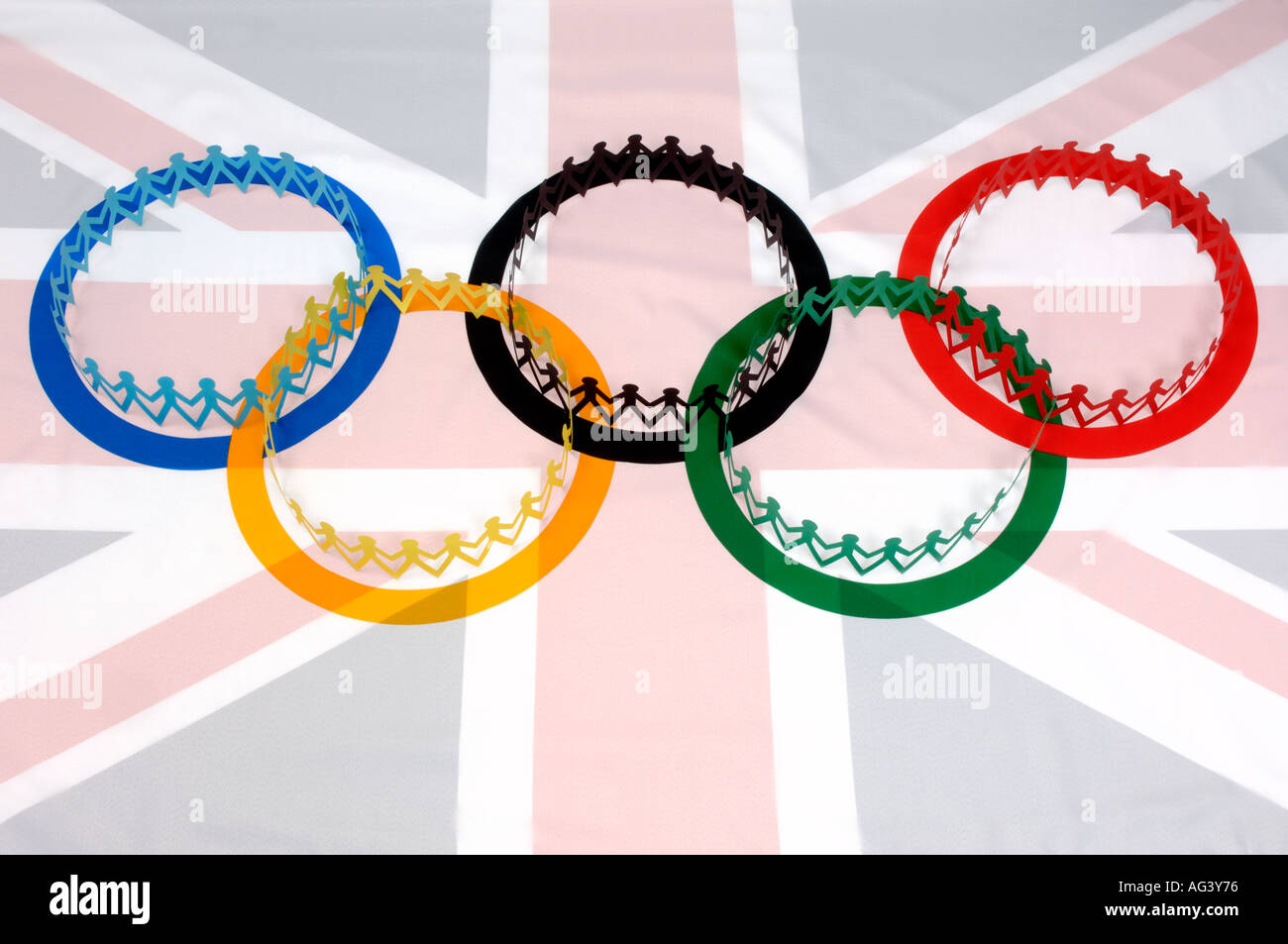 Union Jack flag and olympic symbol Stock Photo - Alamy