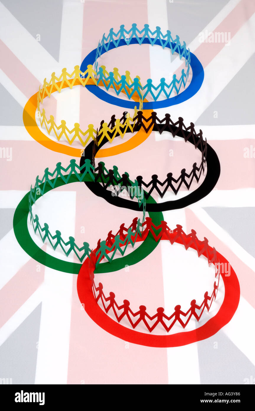 Union Jack flag and olympic symbol Stock Photo - Alamy