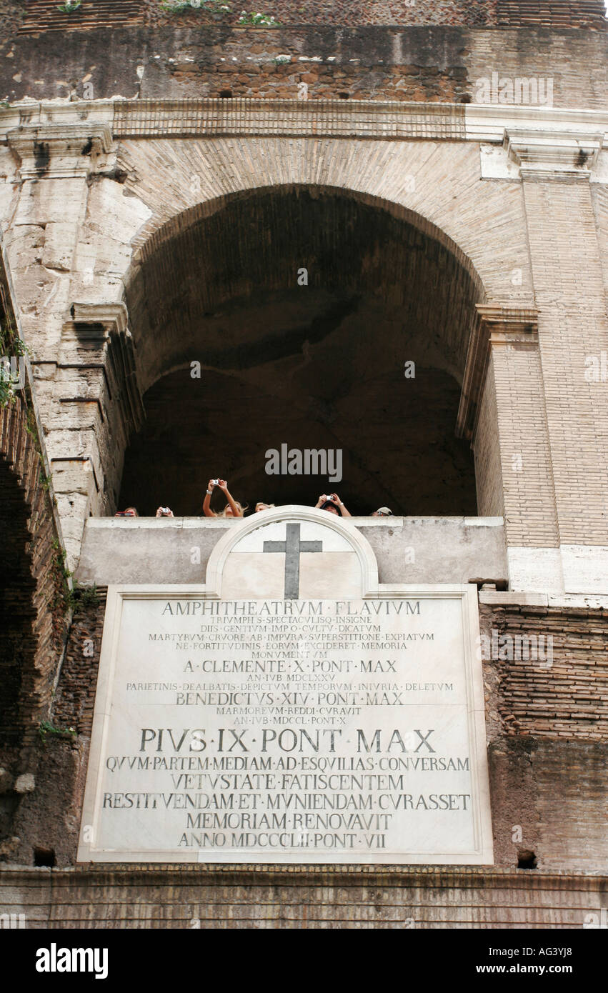 Pope Pius 9th plaque, Colosseum, Rome Stock Photo - Alamy
