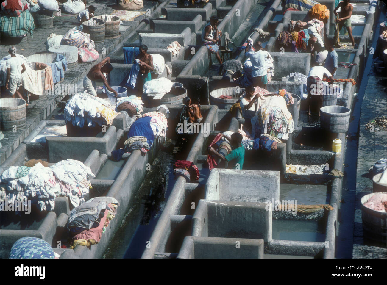 Washing cast working with washing of clothes in Bombay, India Stock ...