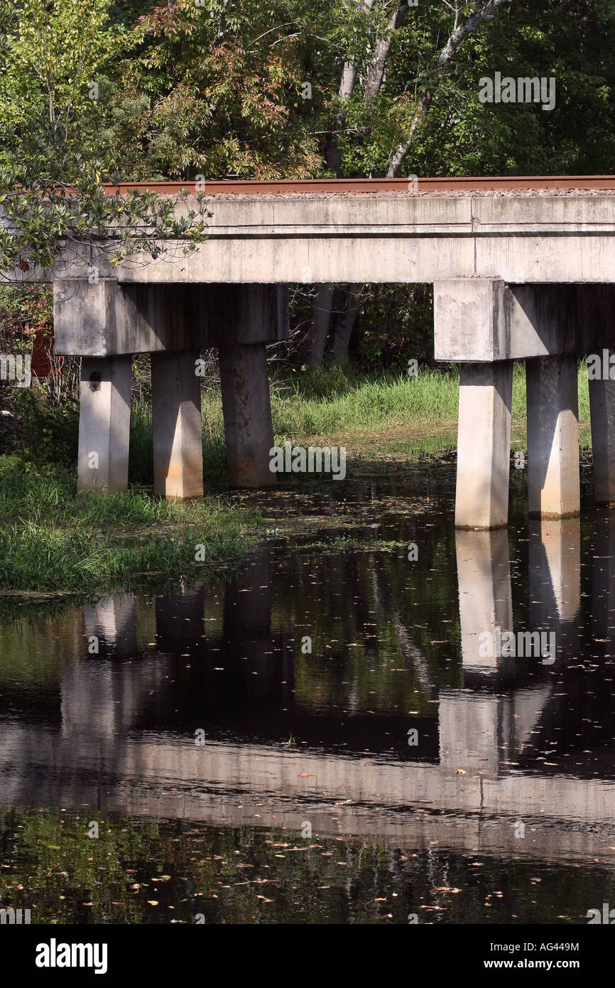 Railroad bridge over water Stock Photo - Alamy