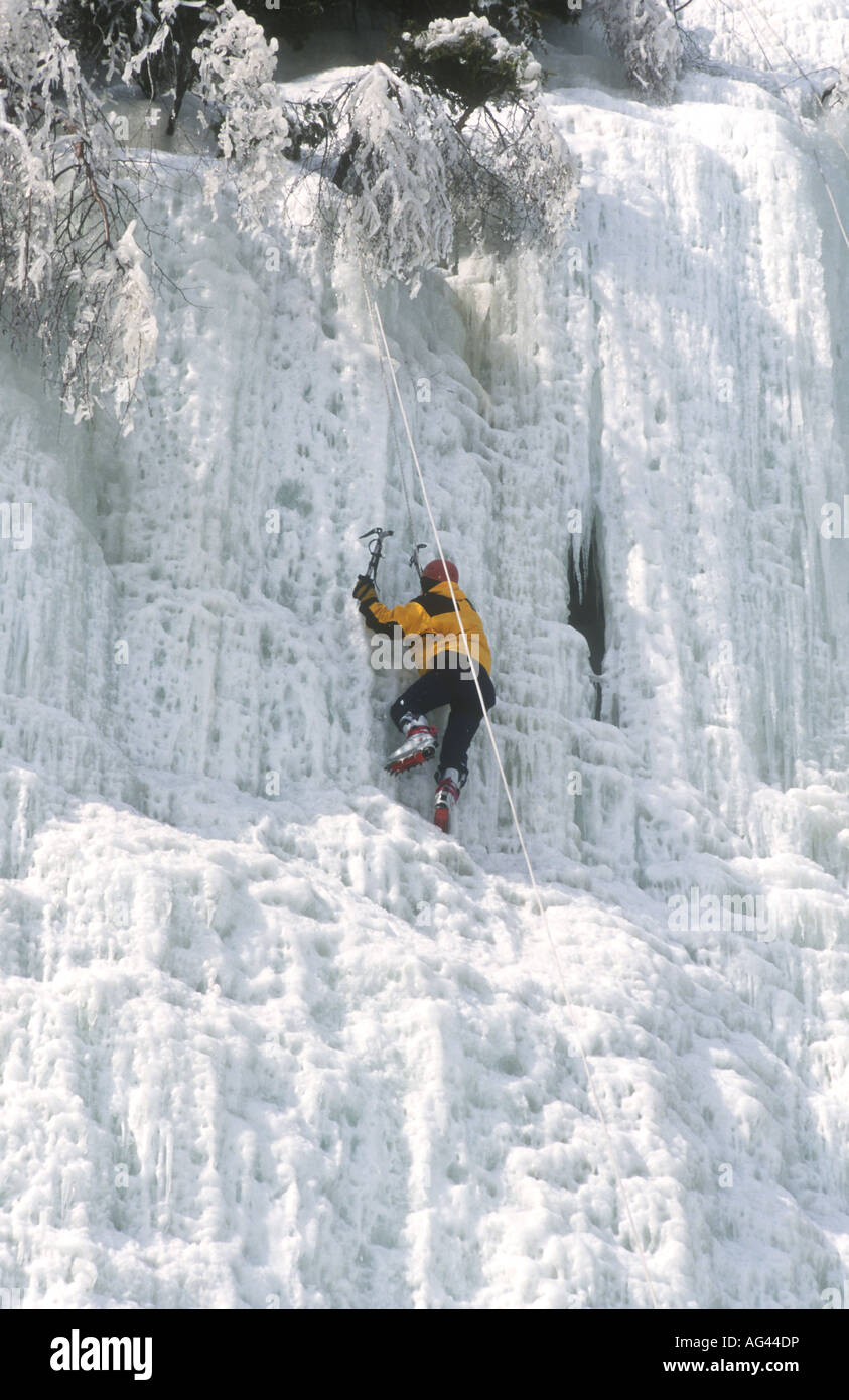 Ice Climbing on the frozen Montmorency Falls in Quebec,Canada Stock ...