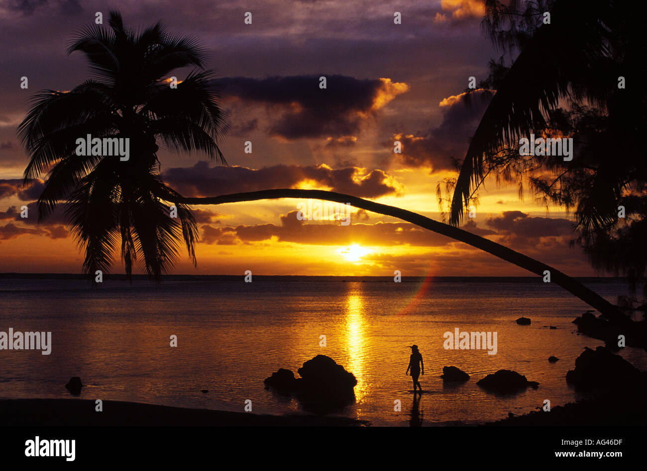 Tropical Pacific Islands sunset model released Stock Photo - Alamy