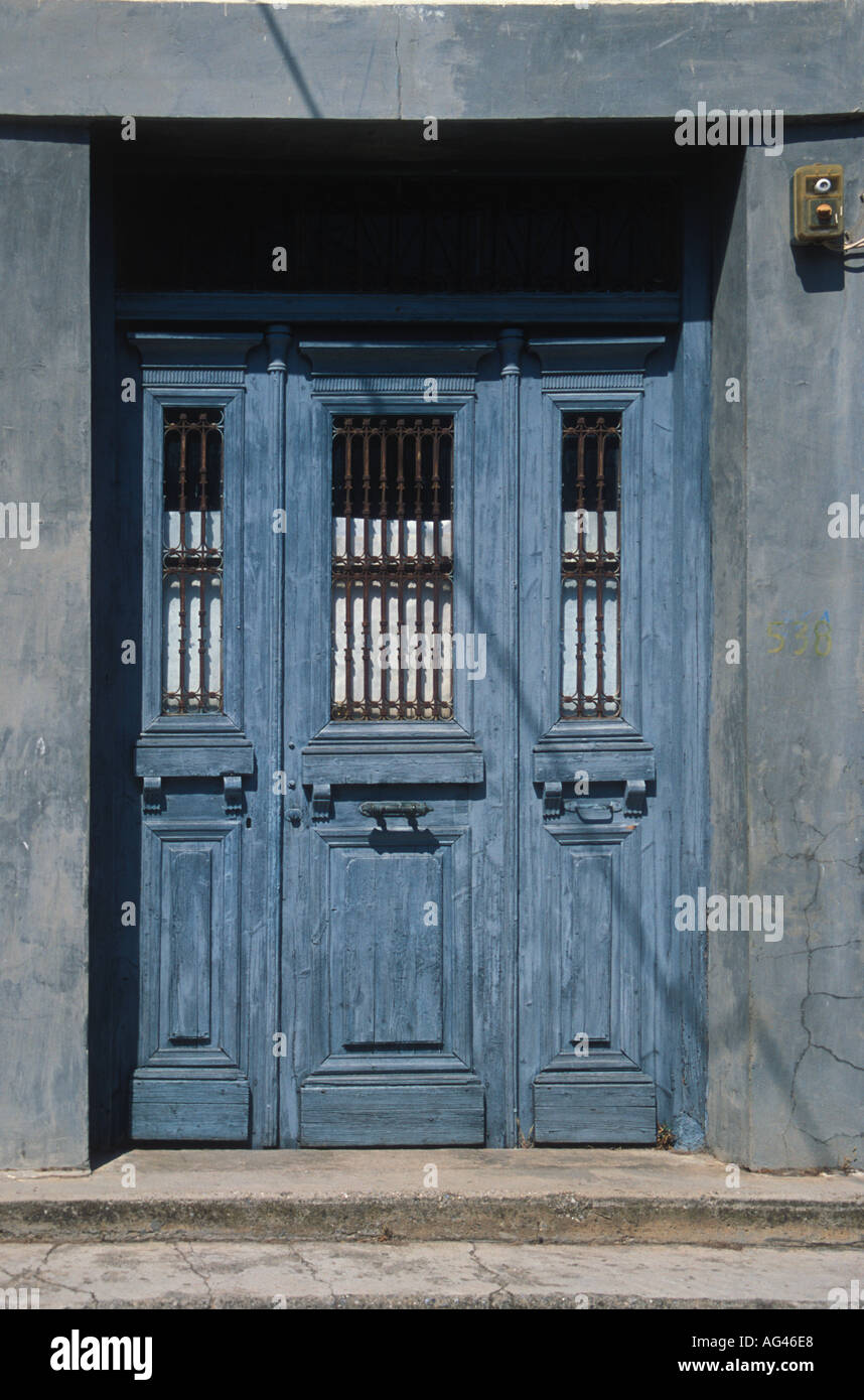 Decorative wooden door Krista Crete Greece Stock Photo - Alamy