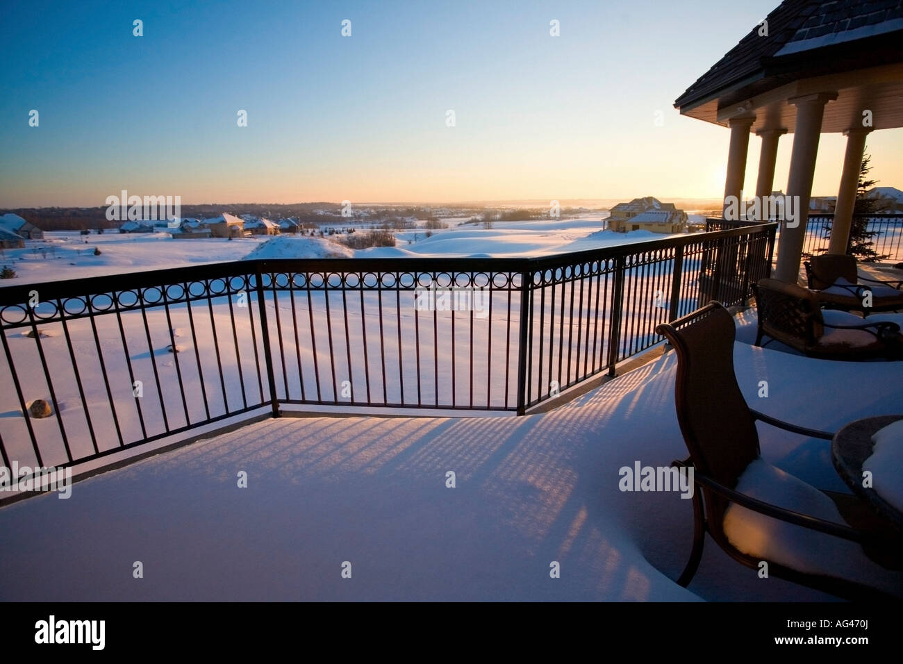 Snow covered balcony Stock Photo - Alamy
