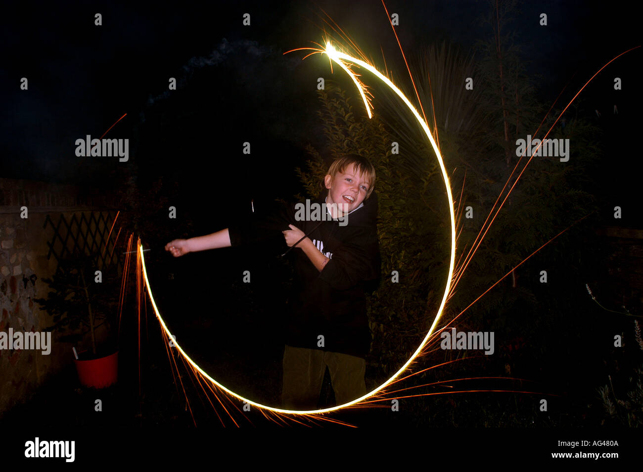Fireworks. Family firework display at home. Essex, England ...