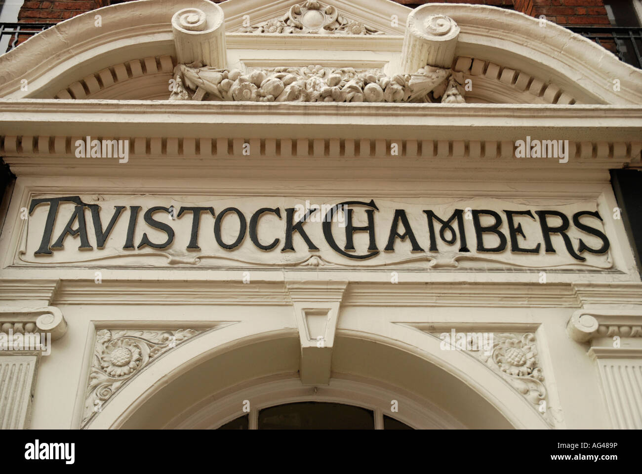 Tavistock Chambers sign above entrance in Bloomsbury Way London Stock ...
