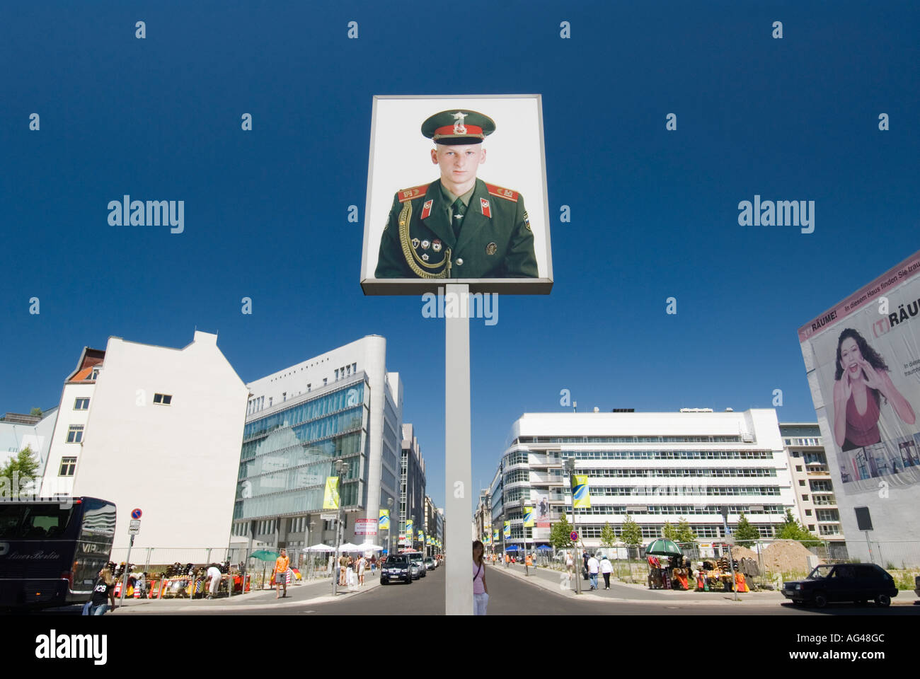 Portrait of Soviet soldier at Checkpoint Charlie Berlin Stock Photo - Alamy
