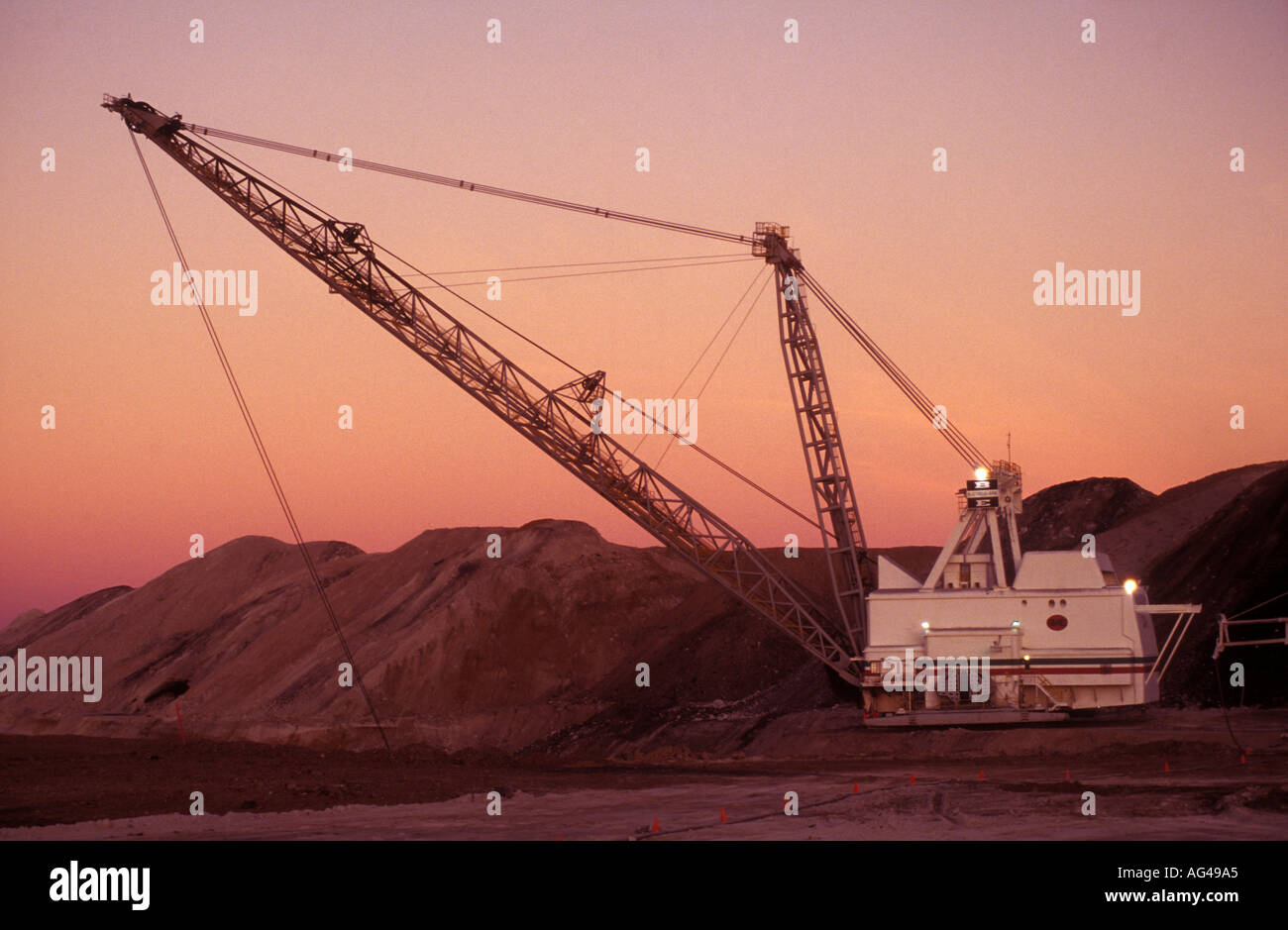 dragline open cut strip mine Centeral queensland Australia Dawn 1769 ...