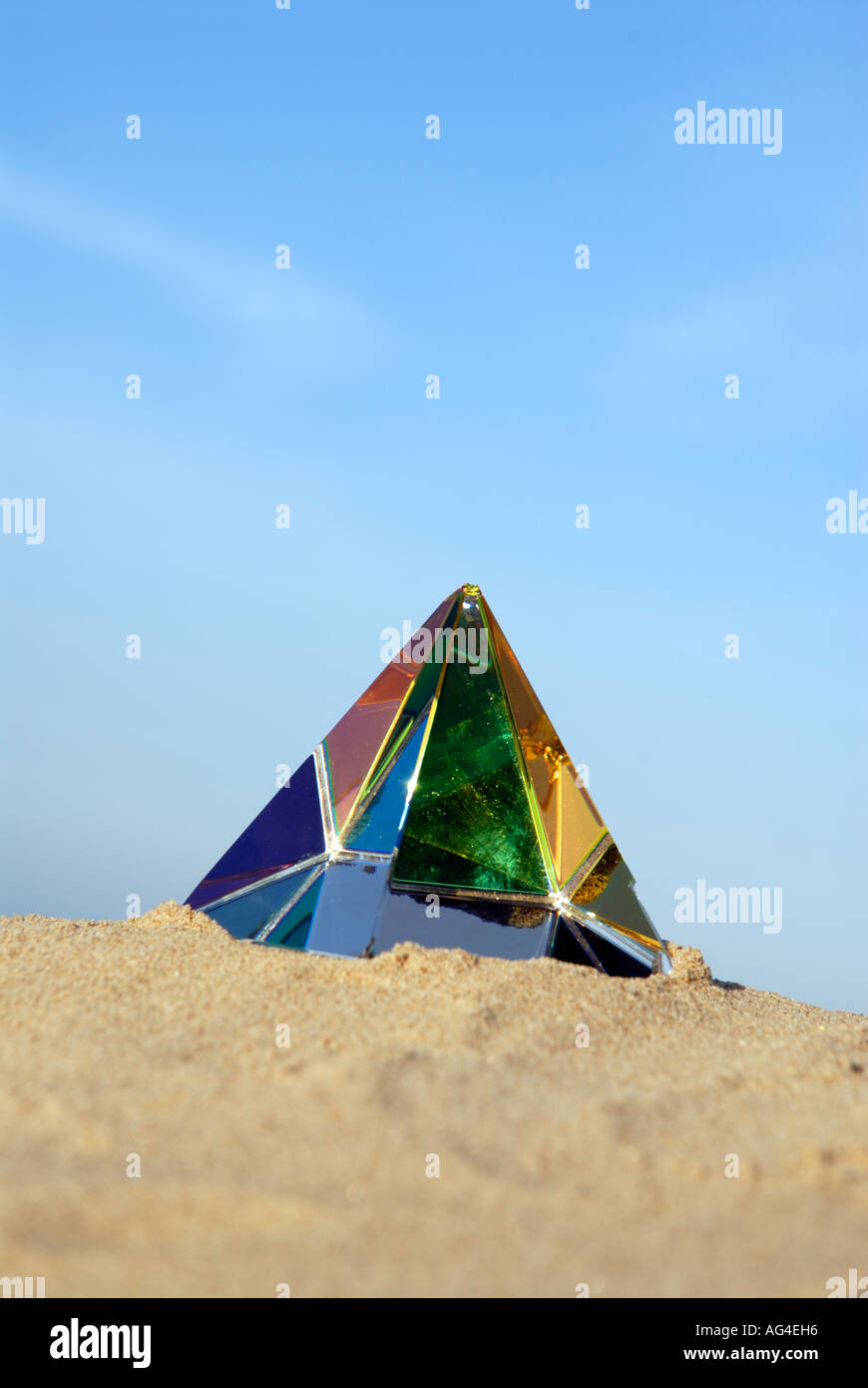 Glass pyramid on the beach Stock Photo - Alamy
