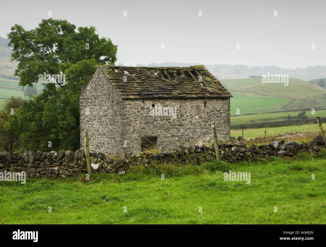 derelict stone hut in stormy weather Stock Photo - Alamy