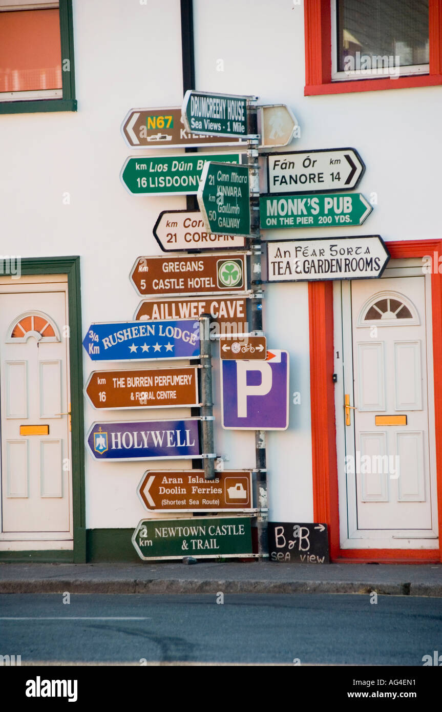Road signs Ballyvaughan Co Clare Ireland Stock Photo - Alamy