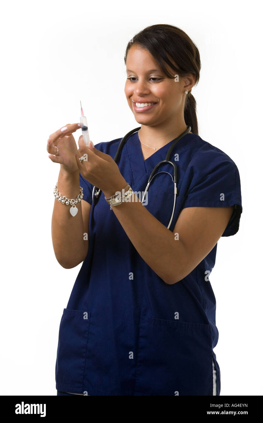 Nurse with needle Stock Photo - Alamy