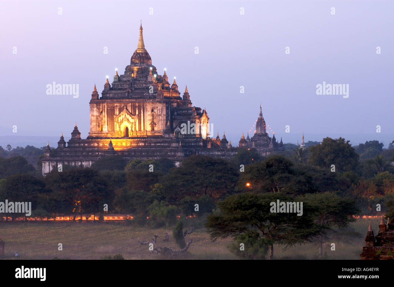 The temples of Bagan at night in Myanmar formerly Burma Stock Photo - Alamy