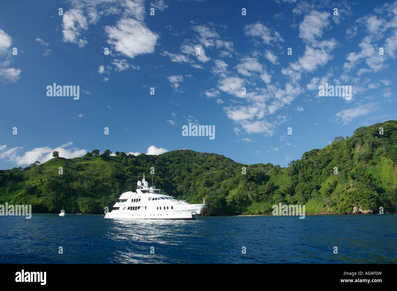 A private yacht at anchor in Cocos Island Costa Rica Stock Photo - Alamy