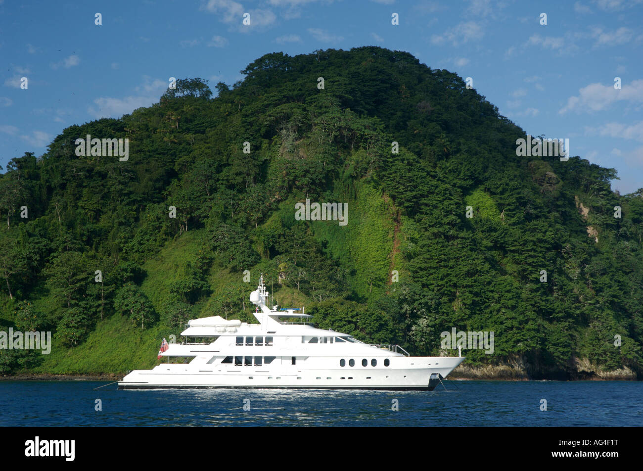 A private yacht at anchor in Cocos Island Costa Rica Stock Photo - Alamy