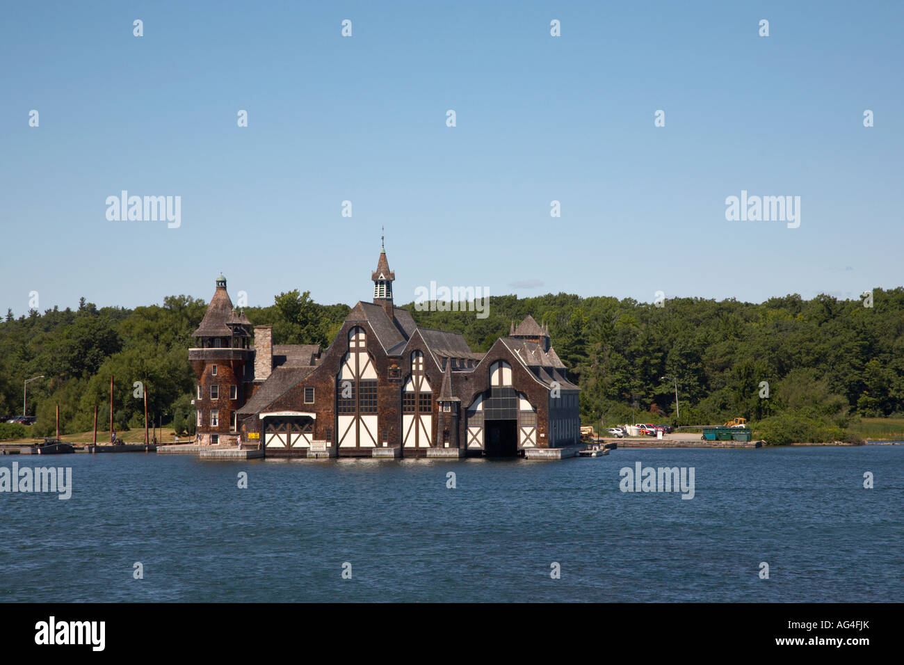 Boldt Castle boathouse in the Thousand Island St Lawrence River region ...