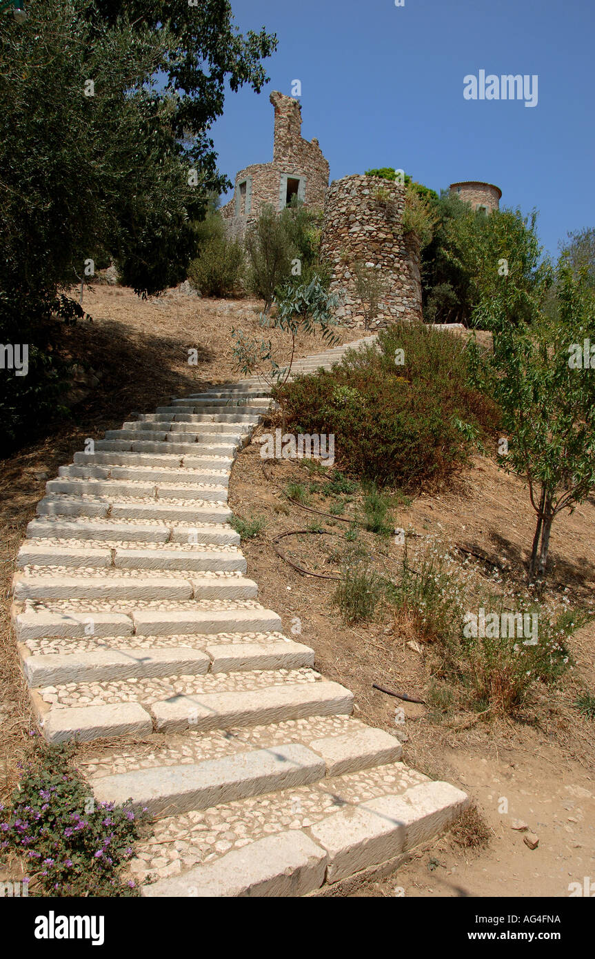 The narrow and winding path to Grimaud Castle Stock Photo - Alamy