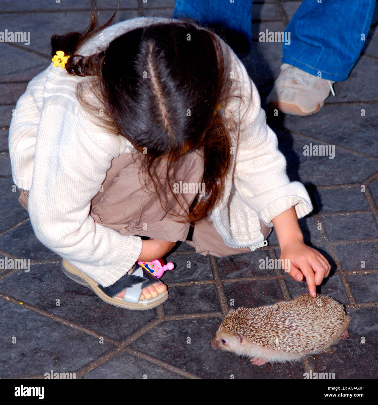 Morocco , Marrakesch , Jemaa el Fna or Djemaa el-Fna Souk , little girl ...