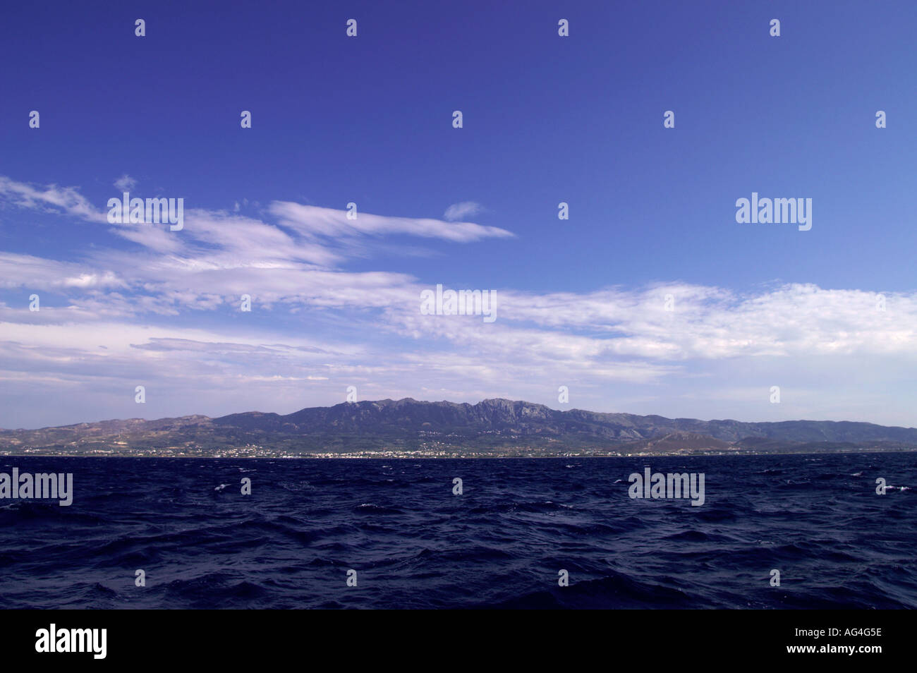 Mount Dikeos seen from a cruise ship of the coast of Kos Stock Photo ...