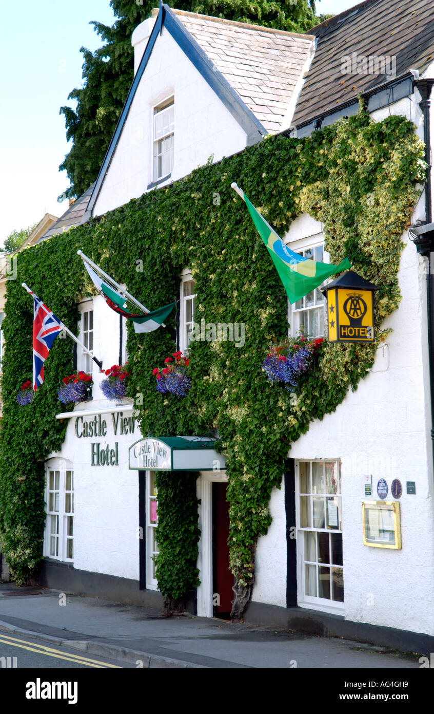 Exterior of the ivy covered Castle View Hotel at Chepstow Monmouthshire ...