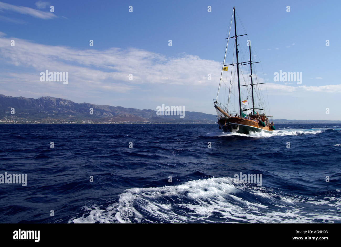 Cruise ship sailing of the coast of Kos Stock Photo - Alamy