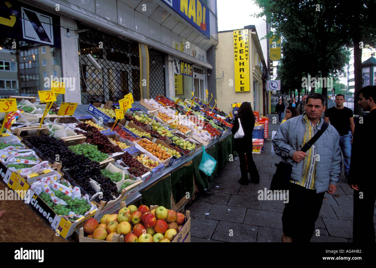 Germany Hamburg Fruit and vegetable stall at St George area Stock Photo ...